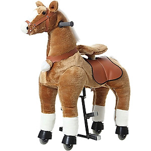 JoJoPooNy Ride on Horse Toy, Kids Ride on Toy for 6-14 Years Old, Premium Riding Horse Plush Animal Toy, Walking Horse Toy with Wheels (36 Inch Height)