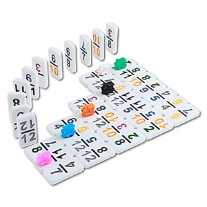 NOLIE Mexican Train Dominoes Game, Double 12 Dominoes Set, Colored Number Dominoes with Aluminum Case