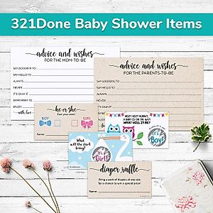 321Done Advice and Wishes for The Parents-to-Be, Made in USA - White 4x6 Baby Advice Cards for New Parents, Fun Baby Shower Game Simple New Mom and Dad Large Keepsake - 50 Cards