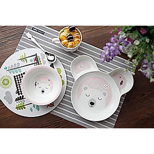 ZEN Hello Hello Porcelain Childrens Kids Dinner Set of 3 (PINK)