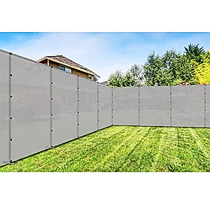 TANG Outdoor Privacy Fencing with Poles Ground Spikes Dog Garden Privacy Fence Backyard Patio Yard Barrier Boarder Divider Grey 6'x24'