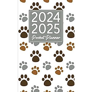 2024-2025 pocket planner: 2 year Pocket Calendar January 2024 to December 2025 - Dog Paws
