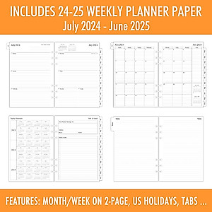 2024-2025 Leather Planner - A5 Genuine Leather Binder Planner with Weekly & Monthly Pages for Men and Women, Inner Pockets and Pen Holder, Refillable
