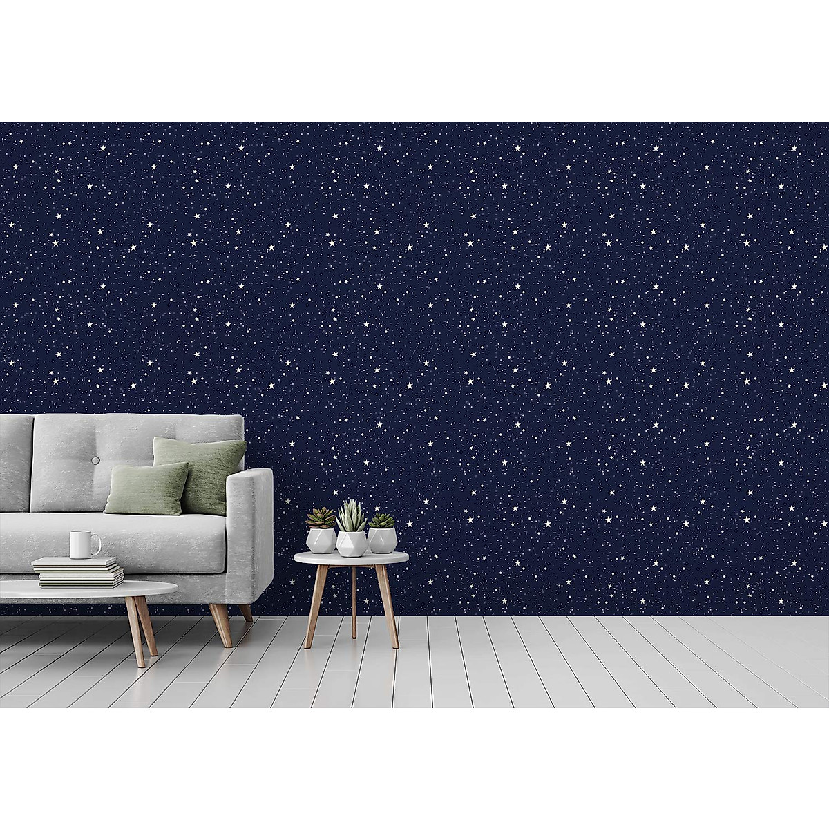 AMAZING WALL Peel and Stick Wallpaper Night Sky Moon and Stars Shiny Film Self Adhesive Wallpaper Contact Papaer,15.7x198inch