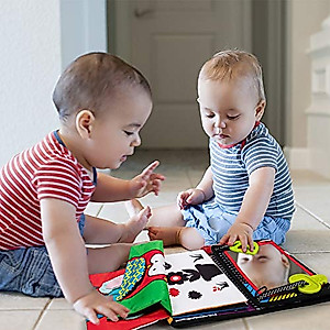 teytoy Tummy Time Mirror Newborn Toys Infant Toys 0-3 Months Brain Developmental Baby Mirror Tummy Time Toys with Cloth Book&Teethers,High Contrast Black and White Baby Toys 4 6 9 12 Month Sensory Toy