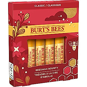 Burt’s Bees Christmas Gifts, 4 Lip Balm Stocking Stuffers Products, Beeswax Bounty Classic Set - Beeswax Moisturizing Lip Balm