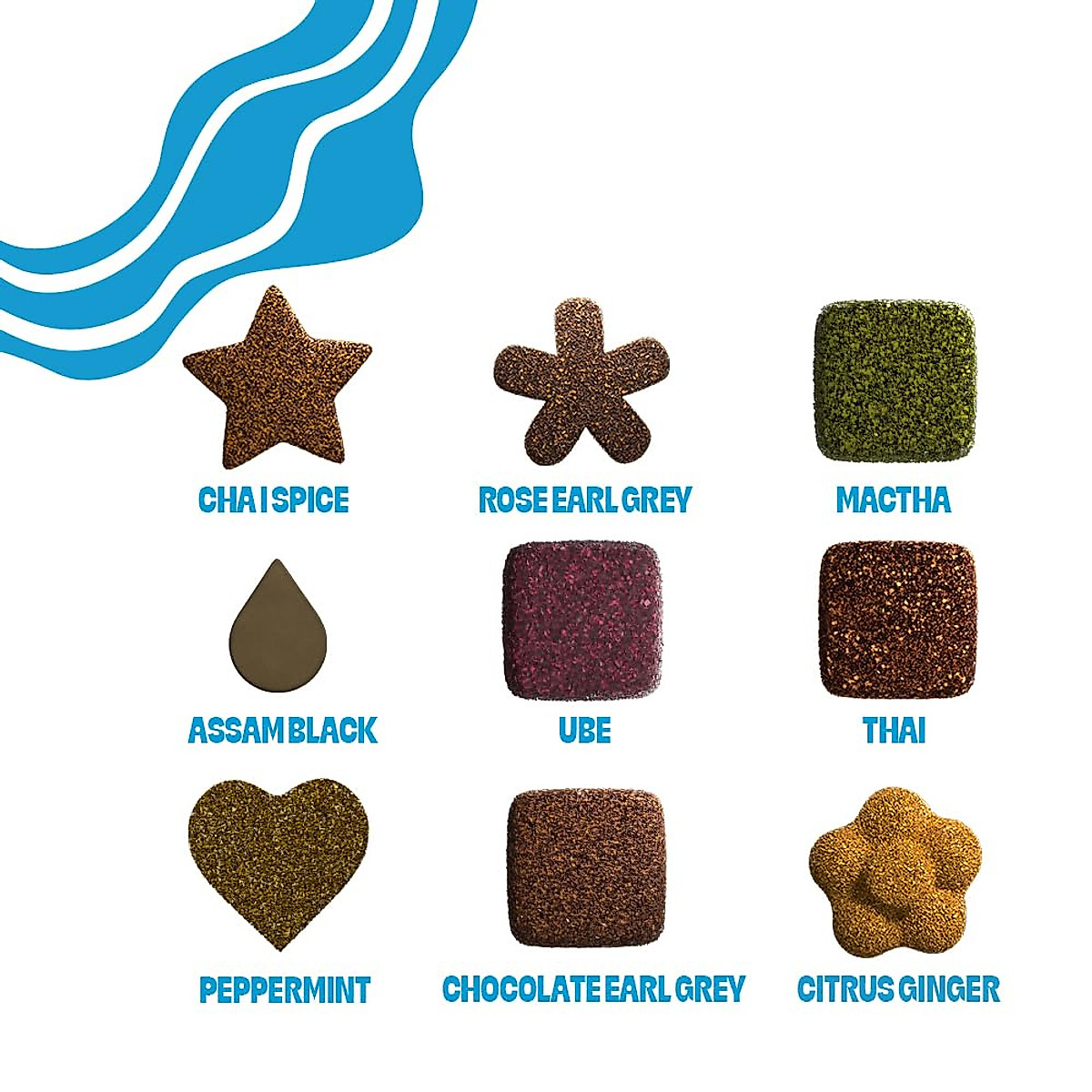 Tea Drops Gift Set - 9 Organic Loose Leaf Tea Samplers (Chai, Earl Grey, Citrus, Ginger, Rose, Matcha, Peppermint, Ube, Assam Thai)