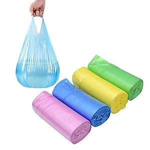 4 GALLON Bathroom Trash Bags, 4 Rolls/100 Counts Small HANDLES Garbage Bags for Office, Bathroom Wastebasket Waste Bin Colorful Portable Rubbish Bags (100)