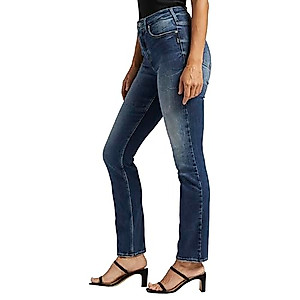 Silver Jeans Co. Women's Infinite Fit High Rise Straight Leg Jeans, Med Wash INF339, Large/31" Inseam
