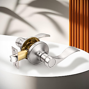 Probrico Wave Style Passage Door Levers Hall Closet Handles Keyless Interior Door Leversets in Satin Nickel, 10Pack