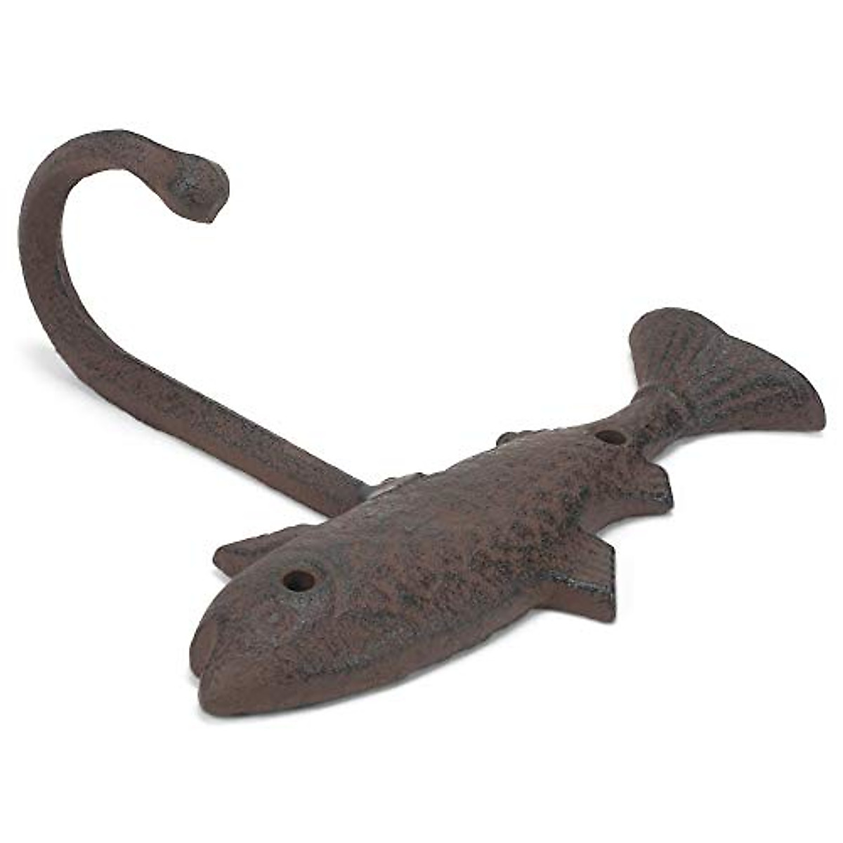 Textured Bronzetone Fish 6 x 5.5 Cast Iron Decorative Coat Towel Hook