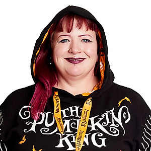 Loungefly Apparel Disney Nightmare Before Christmas Pumpkin King Hoodie, Small Black