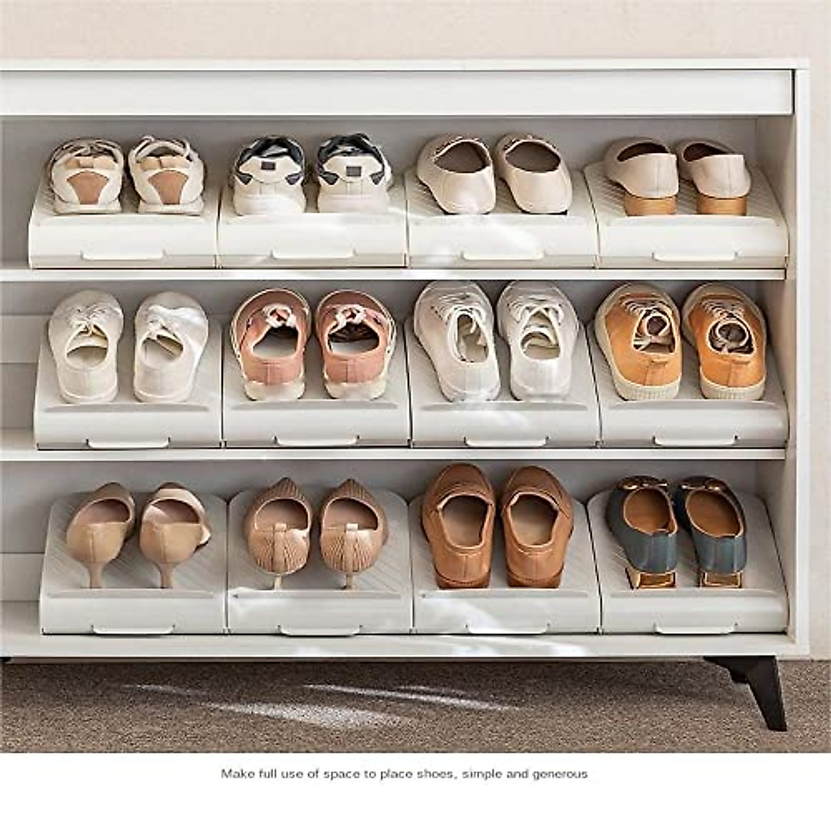 Gyinsoo Double Enlarged Shoe Rack, Double Layer Shoe Storage Rack Adjustable Shoe Slots Organizer Organizer for Closets Space Saver Shoe Rack Holder Organizer (Grey(2PCS))