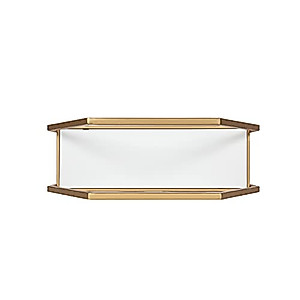 Kate and Laurel Adela Modern Octagon Wall Shelf, 18.25 x 7.5 x 41, White and Gold, Glam 4-Tier Shelf for Storage and Display