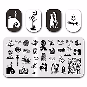 Halloween Nail Stamping Plate Nightmare Before Christmas Nails Stamping Kit The Day of Dead Ghost Holiday Nail Stamping Plate Nail Stamper Kit for Women Girls DIY Salon