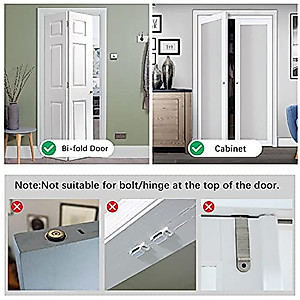 BILLROAD Metal Bifold Door Lock - Double Door Child Safety Locks Keep Toddler, Cats&Dogs Out of Closets, Cabinets, Pantry - No Need Install (1PC)