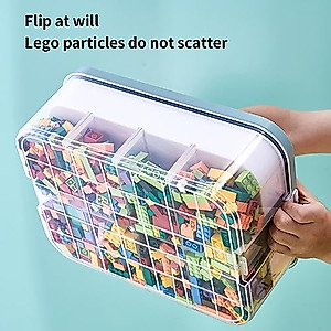 AEEISHOMEREFORM Toy Organizer Bins with Compartments, Building Blocks Storage, Storage Containers for Building Brick Storage, Plastic Stackable Organizer Bin Toy Chest (Green)