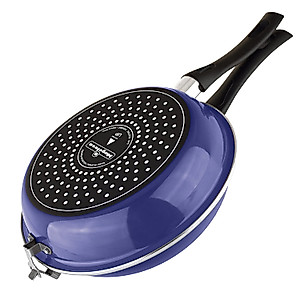 MAGEFESA ® Frittata spanish tortilla frying pan, 9.4 in, blue, double layer non-stick frying pan, vitrified steel, compatible with all types of fire, including induction, Dishwasher safe, Ergonomic