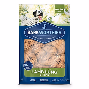 Barkworthies Lamb Lung Chip Chews (12oz. Bag) - All-Natural & Highly Digestible Dog Treats - Promotes Dental Health
