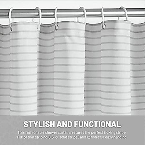 Awellife Boho Gray Shower Curtain for Bathroom Stripe Tassel Shower Curtain 72 X 72 Inches Farmhouse Linen Grey