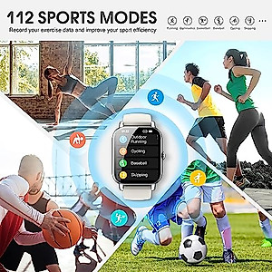 Ddidbi Smart Watch for Men Women(Answer/Make Calls), 1.85" HD Screen Fitness Watch with Sleep Heart Rate Monitor, 112 Sport Modes, IP68 Waterproof Activity Trackers Compatible with Android iOS(White)