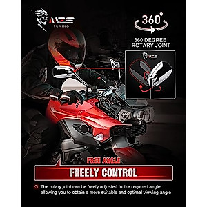 MZS Motorcycle Mirrors Chrome | Universal 10MM 8MM Rear View Side Mirror 360 Degree Adjustable Handlebar Compatible with Street Bike Cruiser Touring Chopper Scooter GY6