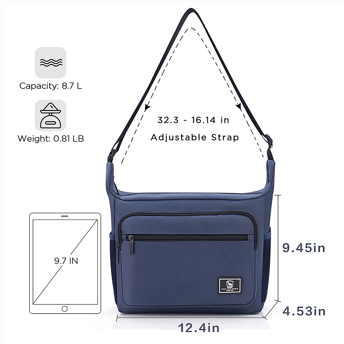 OIWAS Messenger Bag for Ladies Medium Size - RFID Blocking Pocket Anti Theft Crossbody Bag Lightweight Travel Daypack Purse fits 9.7 Inch Satchel Multi Compartments Handbag