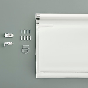 Sun Zero Denna Black Ribbon Border Stripe 100% Blackout Cordless Roman Shade, 33" x 64", Black/White