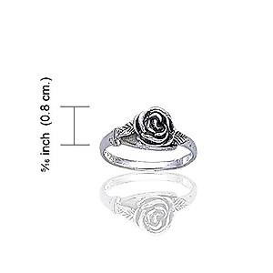 Small Sterling Silver Detailed Rose Flower Ring Size 12(Sizes 3,4,5,6,7,8,9,10,11,12)