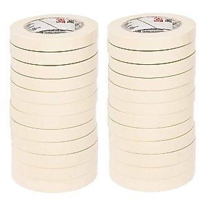 3M Highland Economy Masking Tape-Economy Masking Tape, 3 Inch Core Size, 3/4 Inch x 120 Feet, Crepe Paper Pack of 24