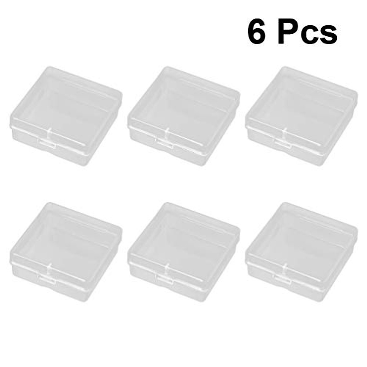 HEALLILY Clear Organizer Box Mini Transparent Storage Box Square Container Jewelry Box Organizer Storage Case for Classroom Office Home School 6pcs (Square) Bead Organizer Box