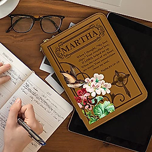 10x7 Inch Personalized Bible Cover – Create Your Own Design, Custom Bible Cover and Carrying Case with Handle – Leatherette Book Covers and Bible Case for Women - Brown (Design 4)