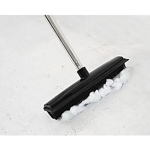 HOME-X Pet Hair Remover Broom, Carpet and Floor Broom, Adjustable Handle Length, Rubber Bristle Sweeper, Long Handled Squeegee, 48 ½” L x 12 ½” W x 2” H