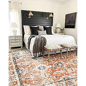 Vintage Tribal Area Rug Non Slip Machine Washable - 3x5 Distressed Persian Carpet Distressed Farmhouse Accent Throw Rugs for Kitchen Bedroom Entryway Indoor Living Room, Soft Faux Fur Low Pile Design