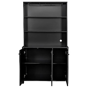 Kennkari Wine Bar Cabinet for Liquor and Glasses, Wine Storage Cabinet with Storage, Bars & Wine Cabinets, Tall Liquor Cabinet Bar for Home, Alcohol Cabinet Furniture (Black)