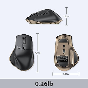 iClever Wireless Mouse with Bluetooth or USB Receiver, 5 Adjustable 2400DPI Rechargeable Computer Mouse, Wireless Mouse for Laptop, iPad, MacBook, Tablet, PC