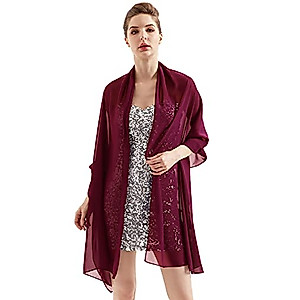 Alivila.Y Fashion Womens Chiffon Scarf Wrap Bridal Wedding Scarves Shawl for Bridesmaid-Burgundy Chiffon