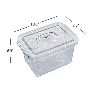 Sosody 6 L Plastic Clear Storage Bins, Small Clear Latch Storage Boxes, 6-Pack