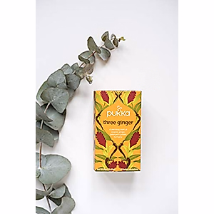 Pukka Three Ginger, Organic Herbal Tea With Turmeric & Galangal, Perfect for After Meals, 20 Count (3 Pack)