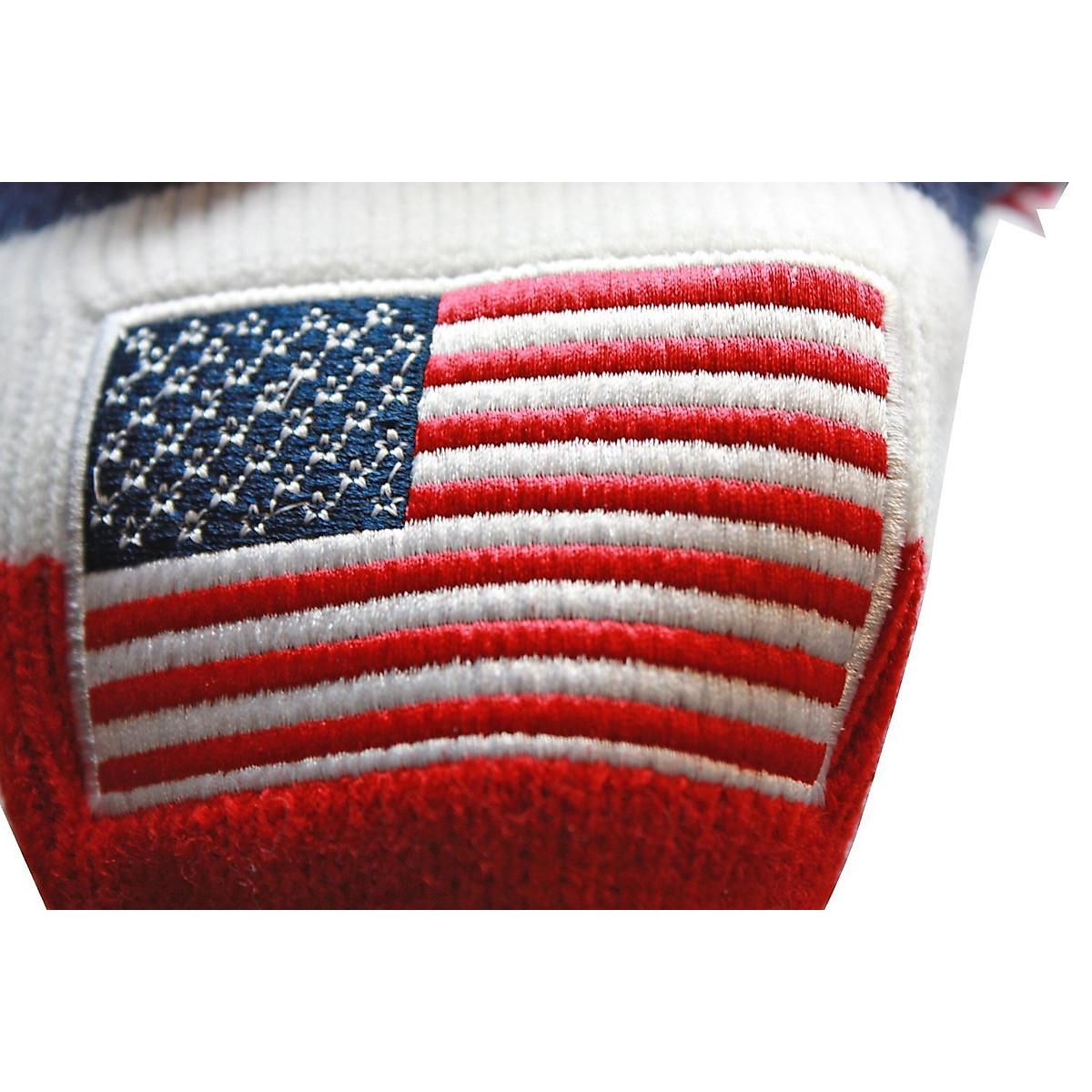 USA Majek Golf #4 & 5 Hybrid Headcovers Pom Pom Knit Limited Edition Vintage Classic Traditional Flag Stars Red White Blue Stripes Retro Head Cover