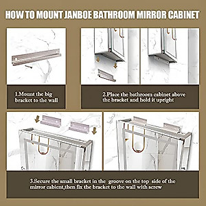 Janboe 20 Inch X 28 Inch Surface Mount LED Lighted Mirror Medicine Cabinet Single Door Bathroom Cabinet Double Touch Switches for Dimmer and Anti-Fog Function