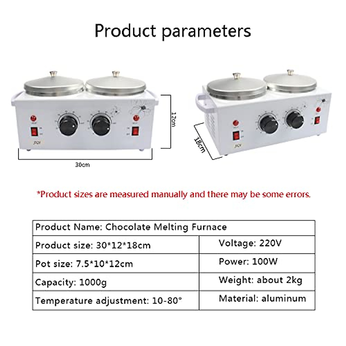 Double Wax Warmer, Professional Electric Wax Heater Machine Dual Paraffin Facial Skin SPA Equipment with Adjustable Temperature Set