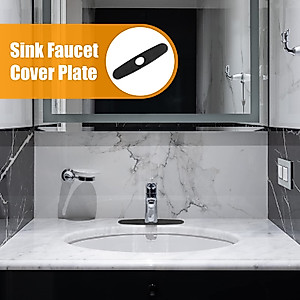 Bivethoi Sink Faucet Cover Plate 10 Inch Deck Plate, Matte Black Escutcheon Plate Stainless Steel Faucet Cover, Vanity Hole Cover Plate for 1 or 3 Hole Bathroom Sink Kitchen Faucet