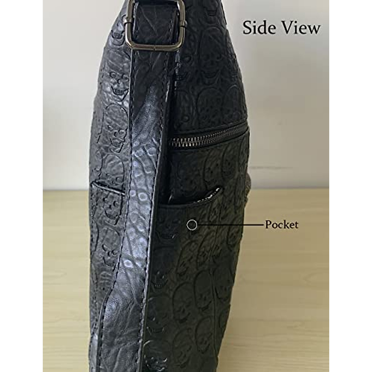 Downupdown Women Handbag Print Shoulder Bag Skull Rivet Crossbody Satchel Messenger Large Tote Purse Handbag (Black1)