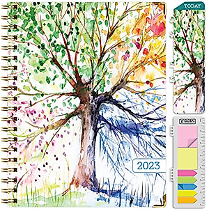 HARDCOVER 2023 Planner: (November 2022 Through December 2023) 8.5"x11" Daily Weekly Monthly Planner Yearly Agenda. Bookmark, Pocket Folder and Sticky Note Set (Tree Seasons)