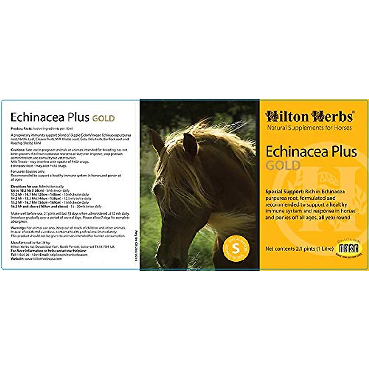 Hilton Herbs Echinacea Plus Gold Liquid Herbal Immunity Supplement for Horses, 2.1pt Bottle