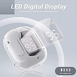 Air31 Wireless Earbuds Bluetooth 5.3, Wireless Earphones Transparent with Deep Bass Hi-Fi Stereo Sound, Bluetooth Headphone with Built-in Mic Charging Case Suitable for iPhone Android Laptop (White)