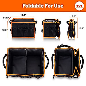 CeOaOtK Upgraded Large Grill and Picnic Caddy with Paper Towel Holder, Collapsible Carry Griddle Caddy with Cover, BBQ Organizer for Utensil, Camping Accessories Caddy, Grill Cooking Bag