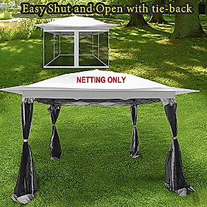 Curtain Style Canopy Screen Netting Walls Only with 4 Side Zipper for Universal 10x10 Pop Up Canopy Tent or Gazebo (Fit Our 12X12 Overhang style Outdoor Gazebo), Grey