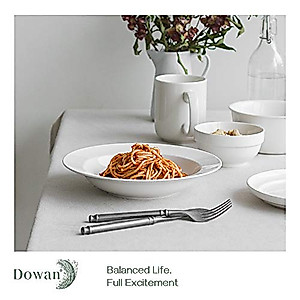DOWAN Soup Bowls, Pasta Bowls Plates, White Salad Bowls Set of 4, Porcelain Wide Rim Bowls, 20 Ounces, Microwave & Dishwasher Safe